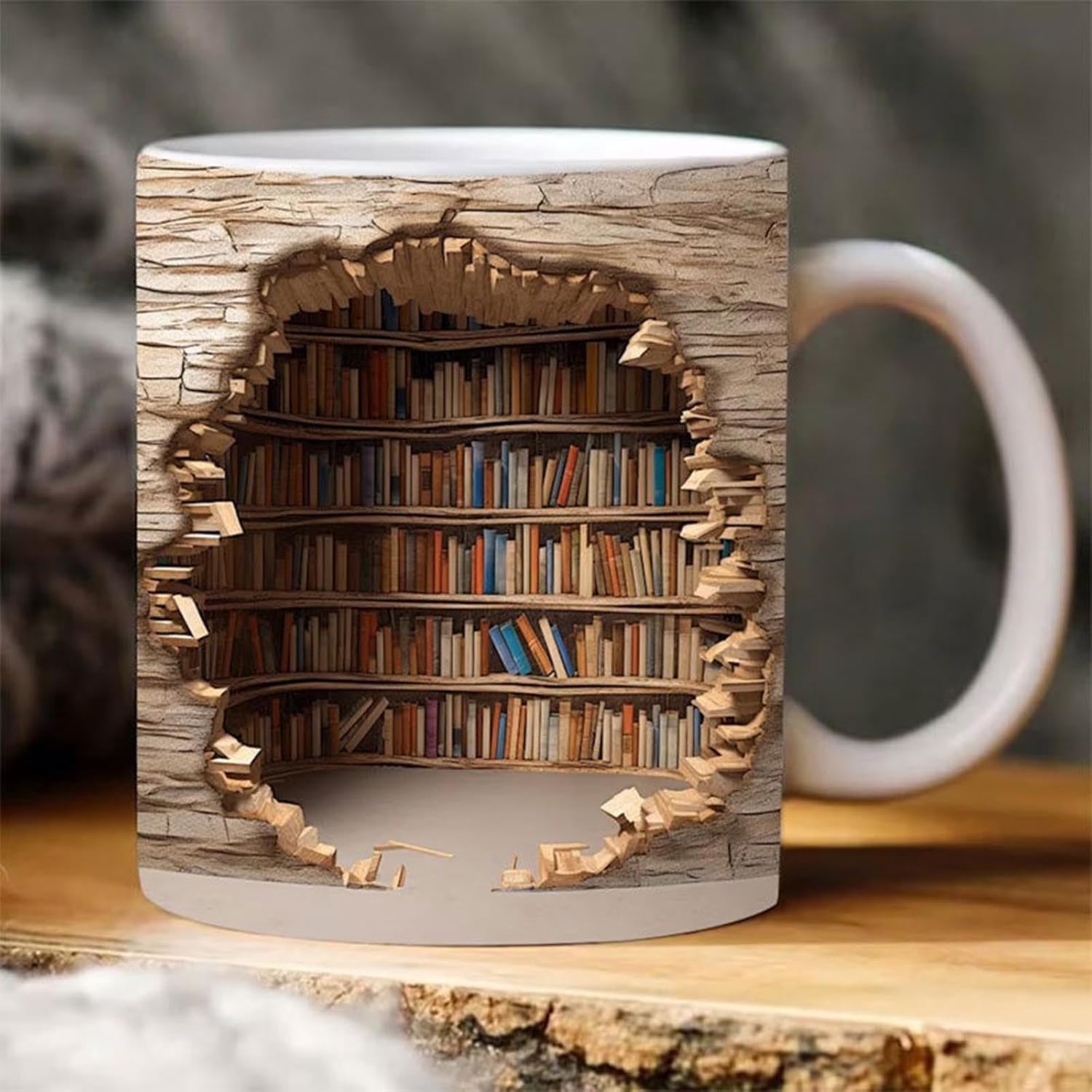 Amazon.com: Darzheoy 3d Bookshelf Mug - 3D Effect Books Mugs, Creative ...