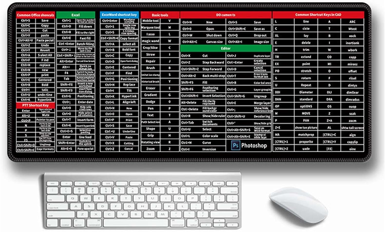 (3mm) Quick Key Super Large Anti-Slip Keyboard Pad - with Office ...