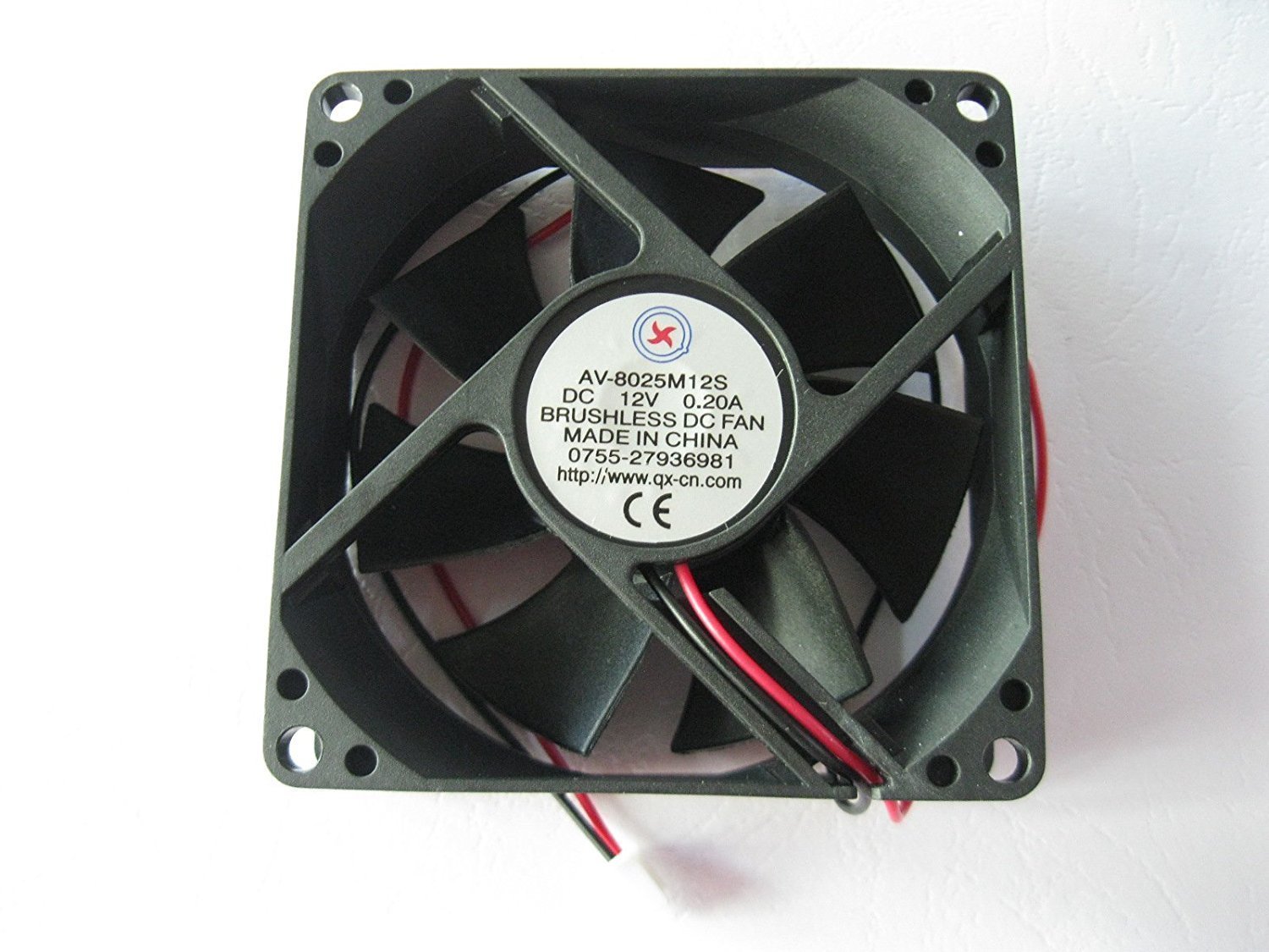 Teflon 2 Pcs DC Fan 12V 8025 2 Pin 80X80X25mm Brushless DC Cooling ...