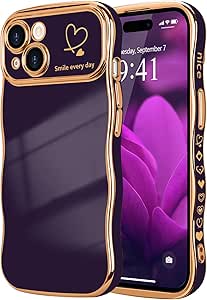 Amazon.com: LCHULLE for iPhone 15 Plus Case for Women Girls, Cute Wave Frame Curly Shape with ...