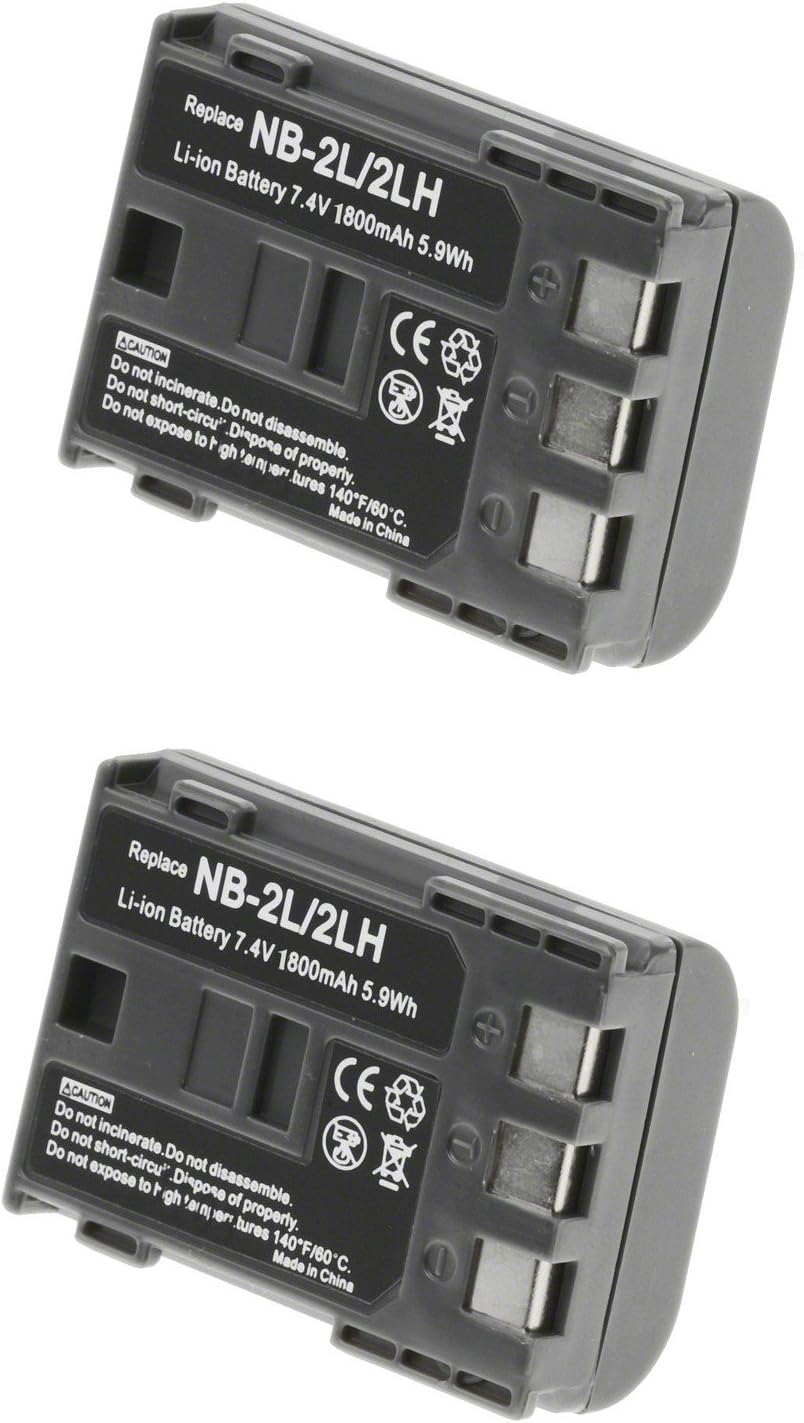 Amazon.com : 2 Pack of NB-2LH Battery 1800mAh for Canon E160814 Camera ...