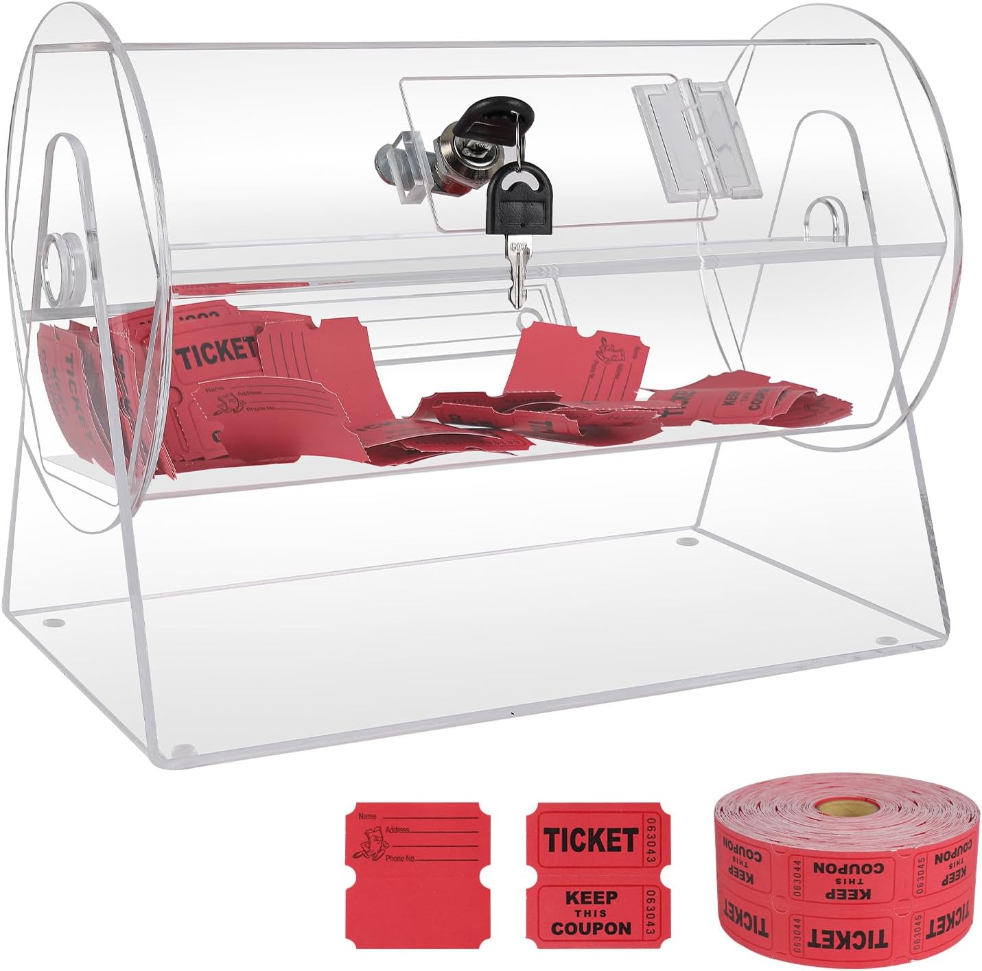 Amazon.com: Yuanhe Deluxe Acrylic Raffle Ticket Drum,Spinning Drum,Hand ...