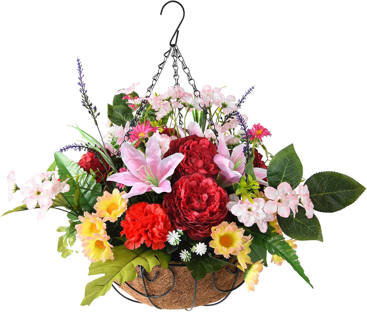 Amazon.com: INQCMY Artificial Flowers Hanging Basket for Outdoor Spring ...