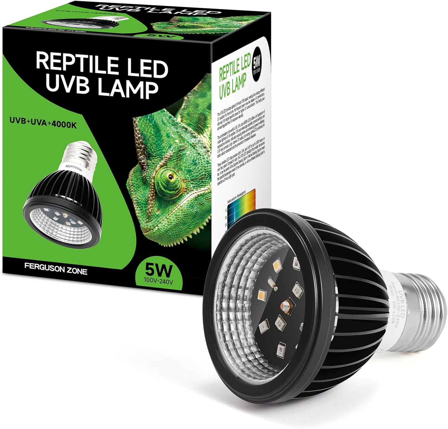 Amazon.com : REPTITRIP UVB Light for Reptiles, UVB Bulb 5W 5.0 UVB LED ...