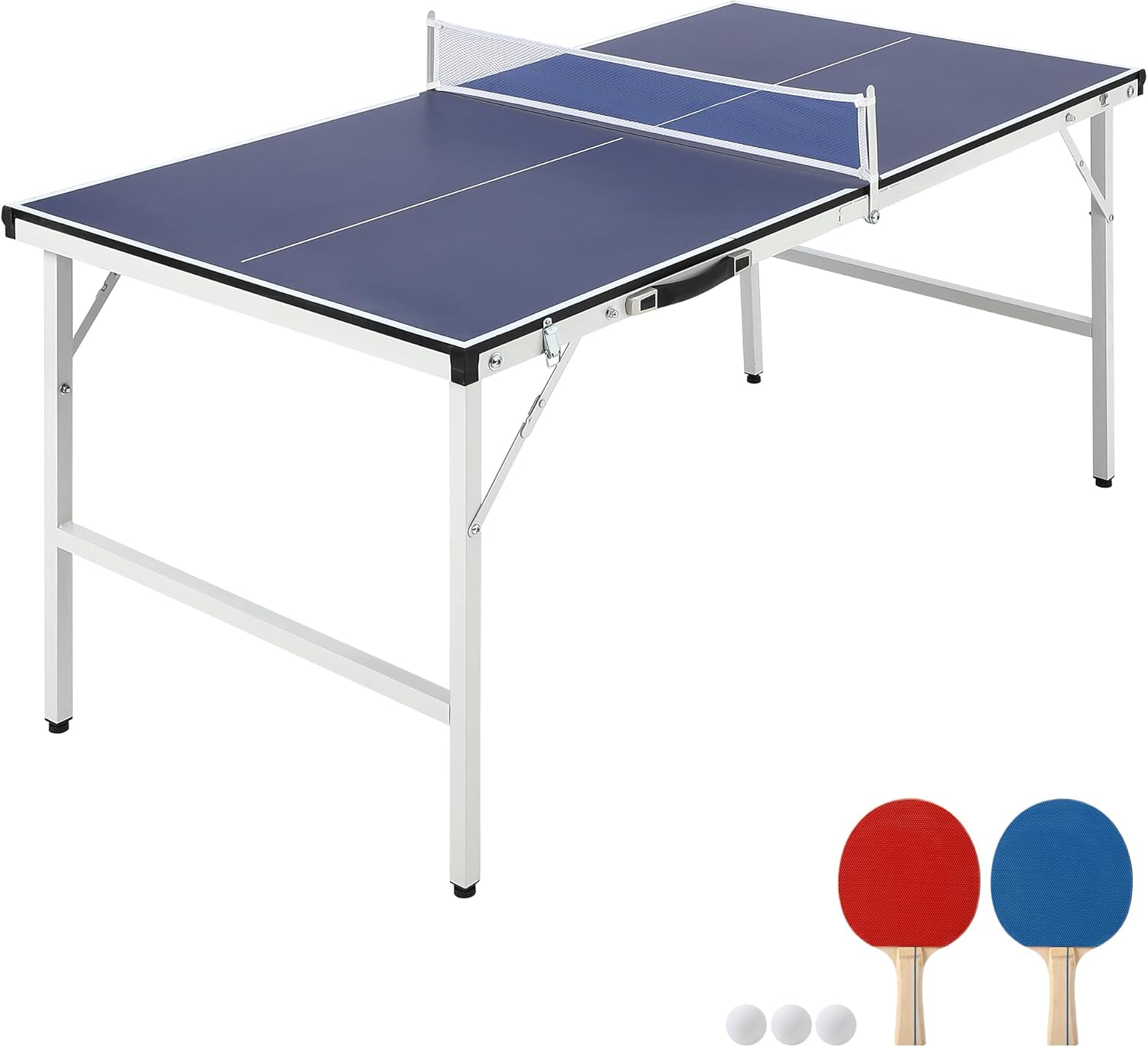 Amazon.com: IDEALHOUSE Portable Ping Pong Table, Mid-Size Foldable ...