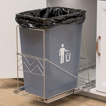 Pull Out Under Cabinet Trash Can, Adjustable Slide-Out Garbage Can Kit ...
