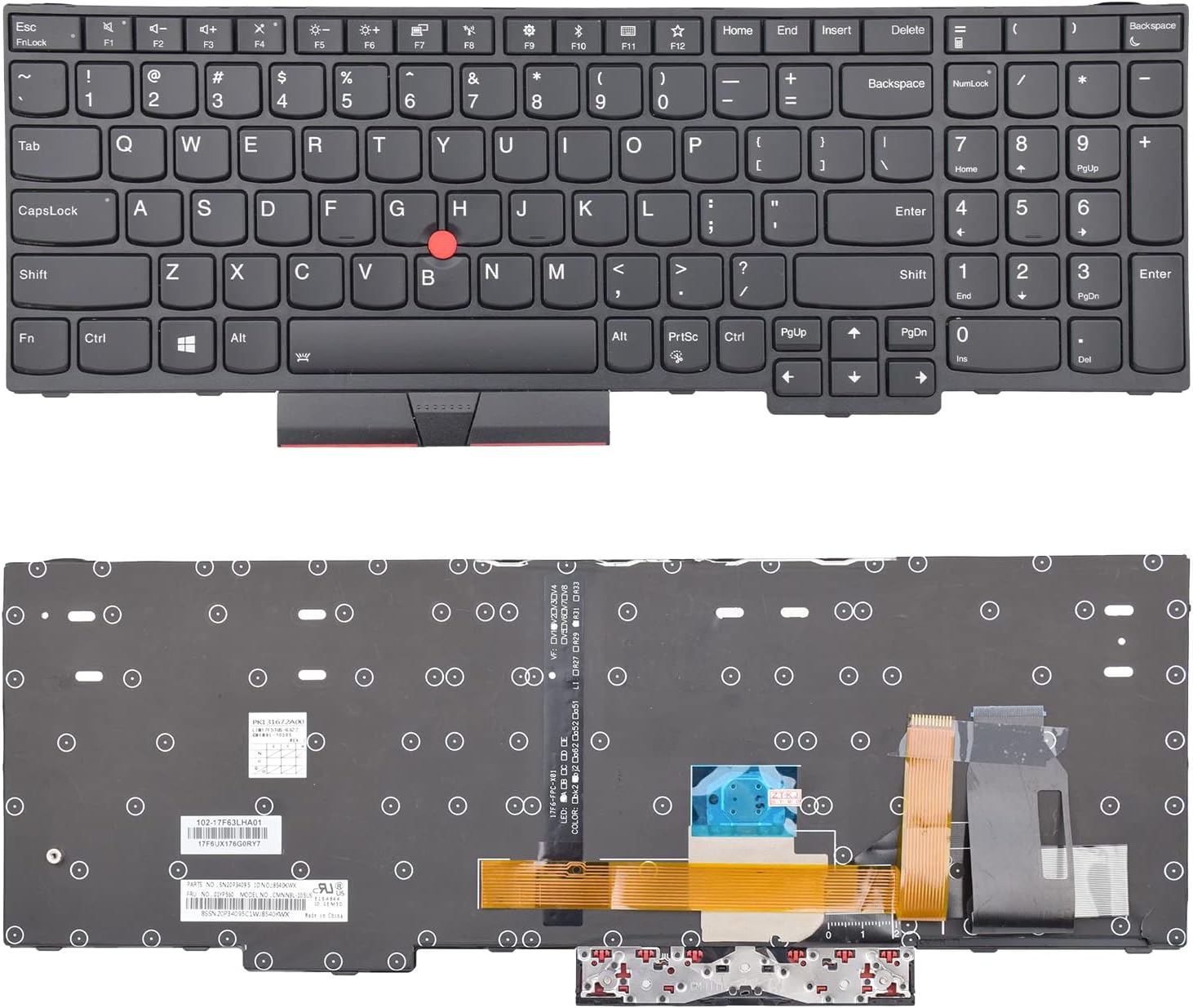 Replacement Keyboard Compatible with Lenovo IBM ThinkPad E580 E585 E590 ...