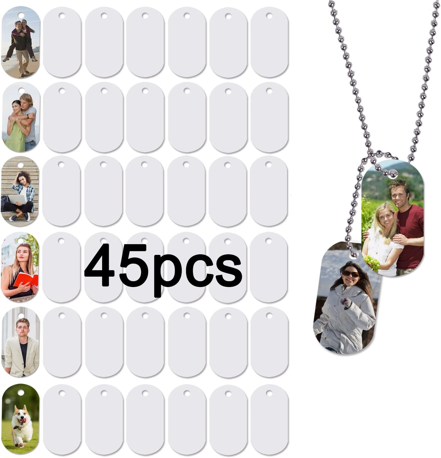 Amazon.com: 45pcs Sublimation Blank Dog Tag Aluminum White Sublimation ...