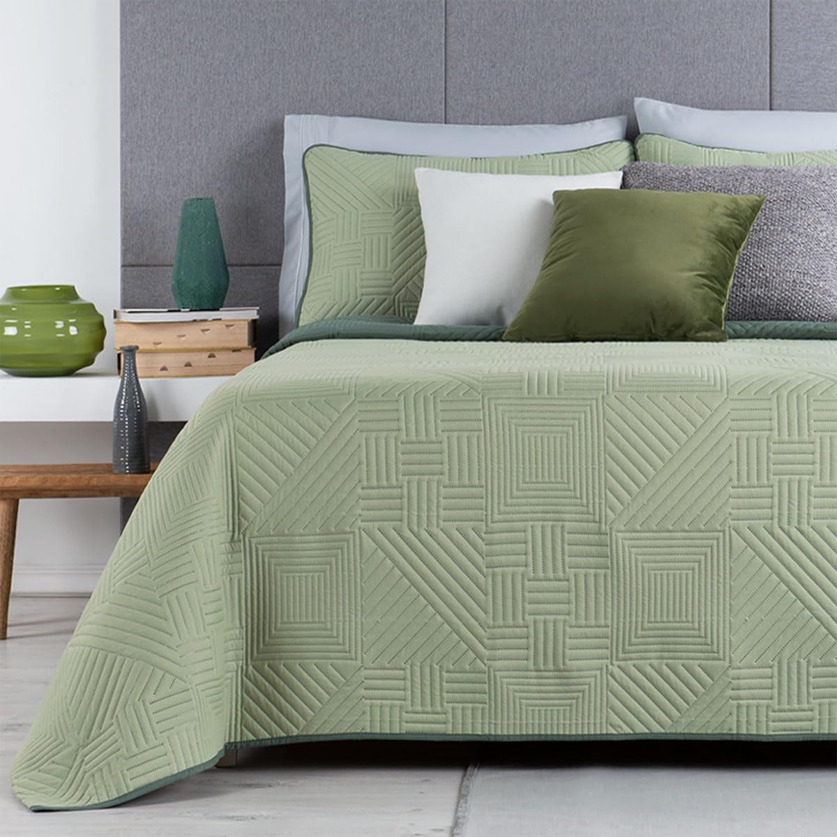 REAL TEXTIL Edredón Doble Vista Verde Verde Oscuro | Paga Hasta 24 Meses