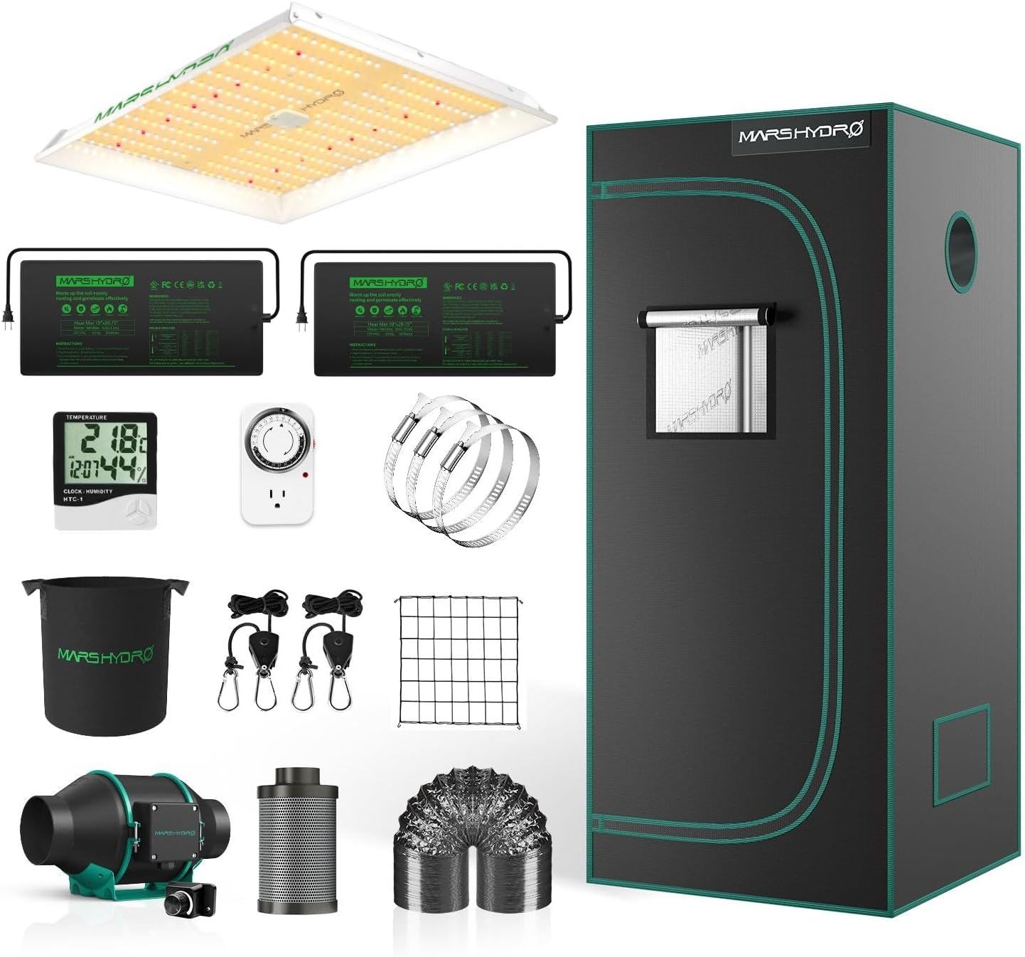 Amazon.com: MARS HYDRO 3x3 Grow Tent Kit Complete TS1000 Dimmable Full ...