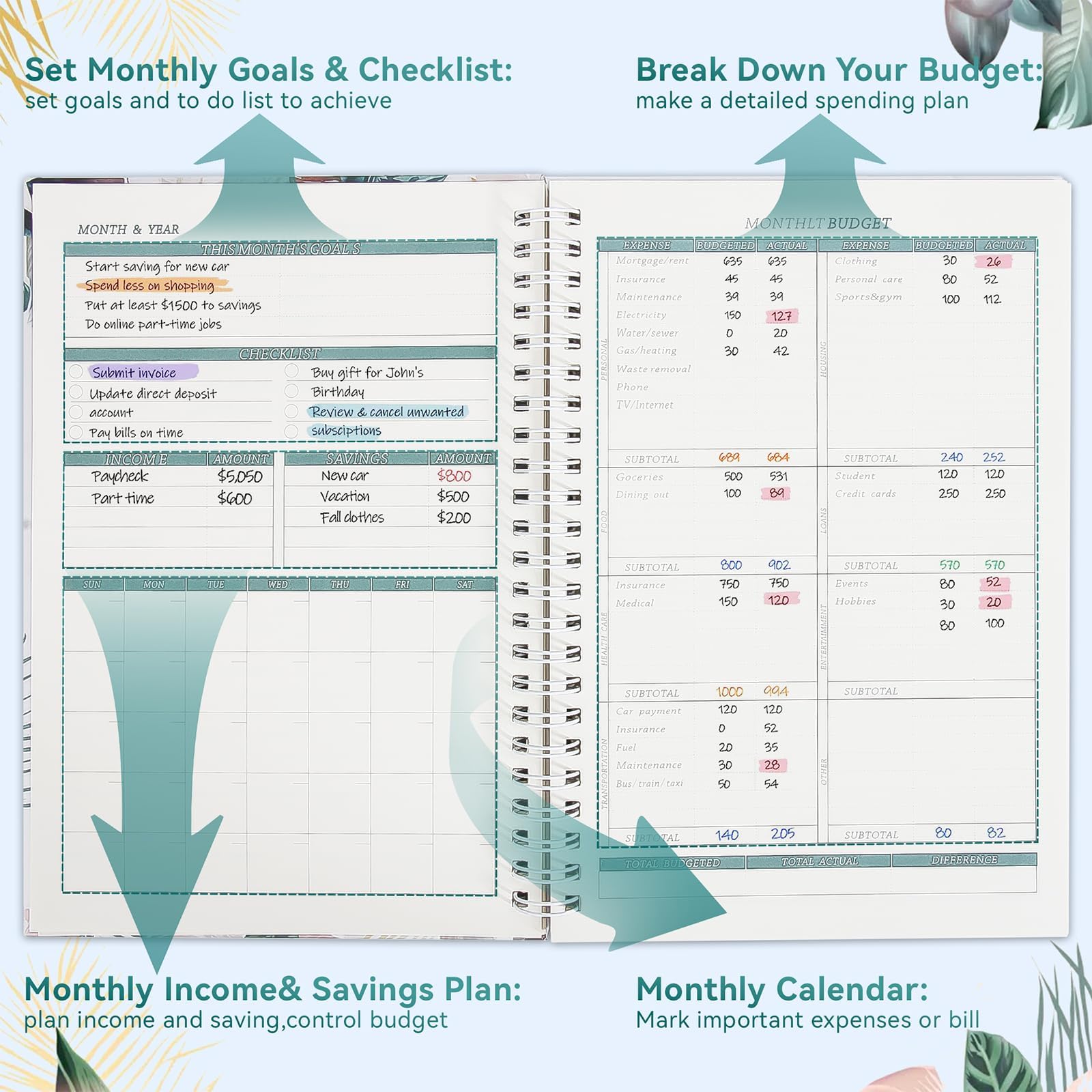 Snapklik.com : EHWINE Monthly Budget Planner - Expense Tracker Notebook ...