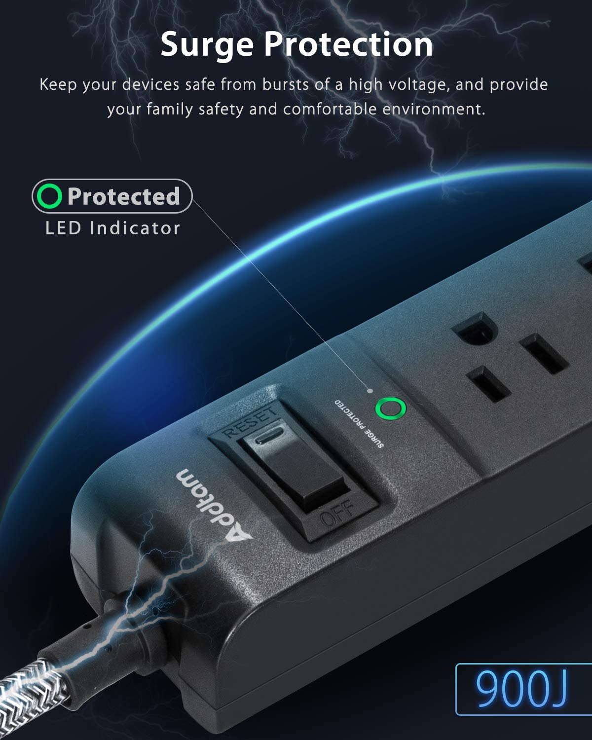 10 Ft Power Strip Surge Prote...B096DH2QND | Encarguelo.com