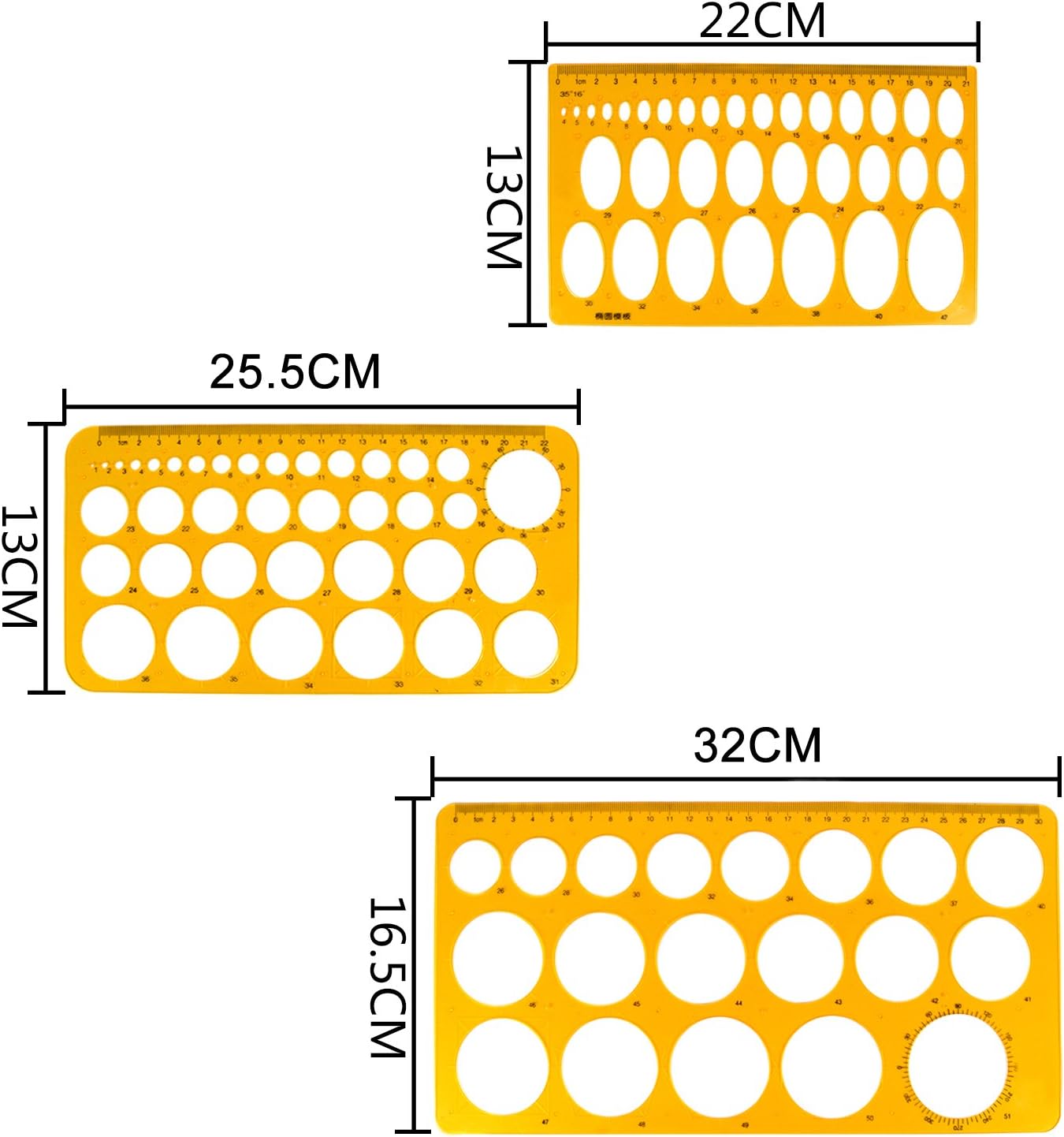 3Pcs Circle Stencils Oval Templates Plastic Drawing Templates Geometric ...