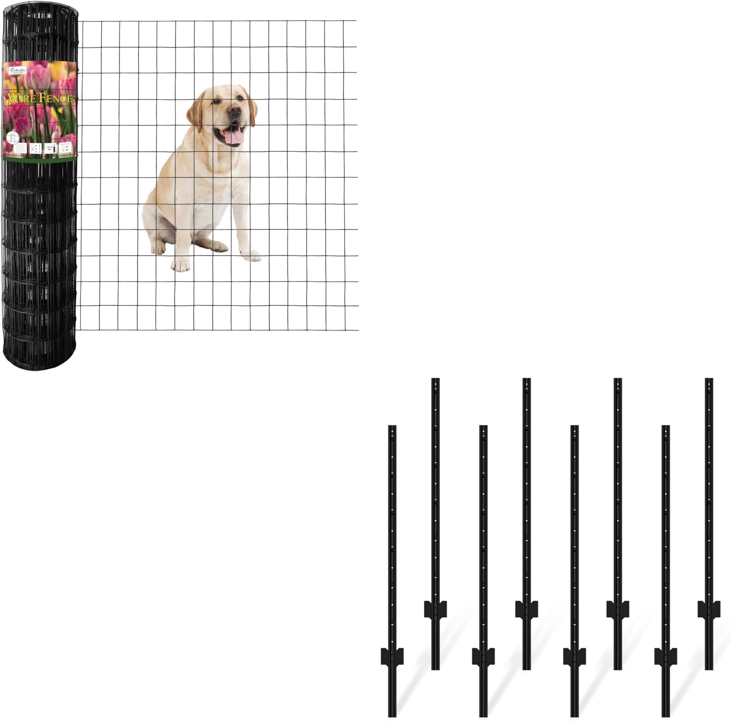 Amazon.com : FOREHOGAR Black PVC Coated Welded Wire Fence 36 Inch x 50 ...