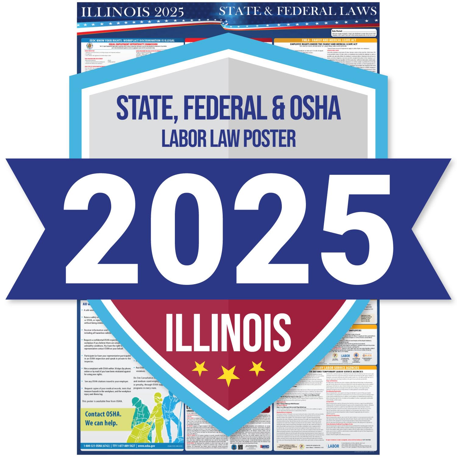 Amazon.com : 2025 Illinois State and Federal Labor Law Poster - OSHA ...