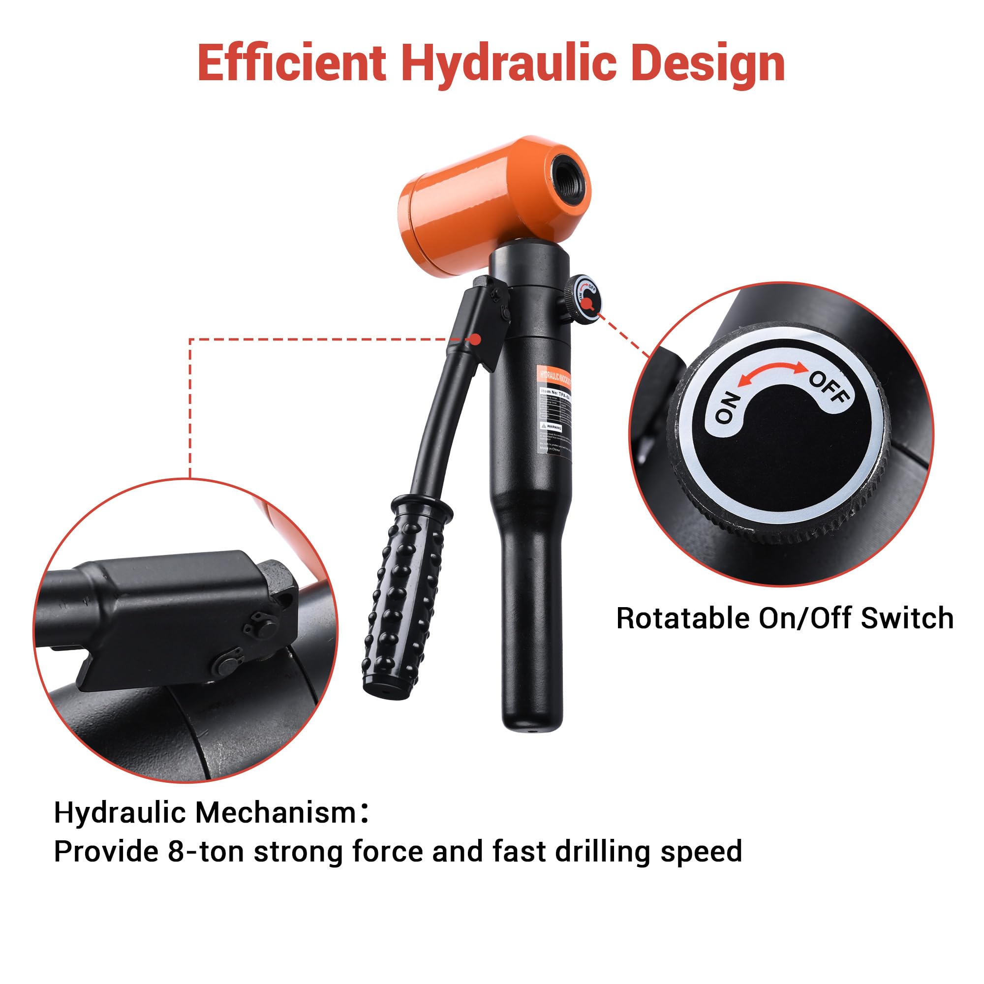 Snapklik.com : 1/2" To 2" Hydraulic Knockout Punch Set 8 Ton 6-Die ...