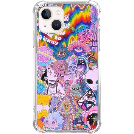 Amazon.com: Pvflefkr Hippie Aesthetic Indie Psychedelic Case Compatible with iPhone 14, Aliens ...