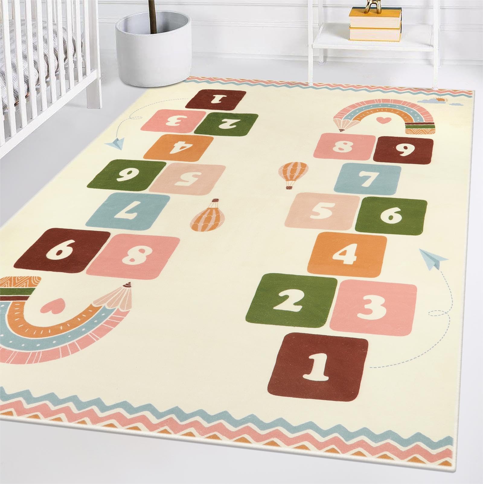 Amazon.com: STARUIA Large Hopscotch Kids Rug for Playroom, Non-Slip ...