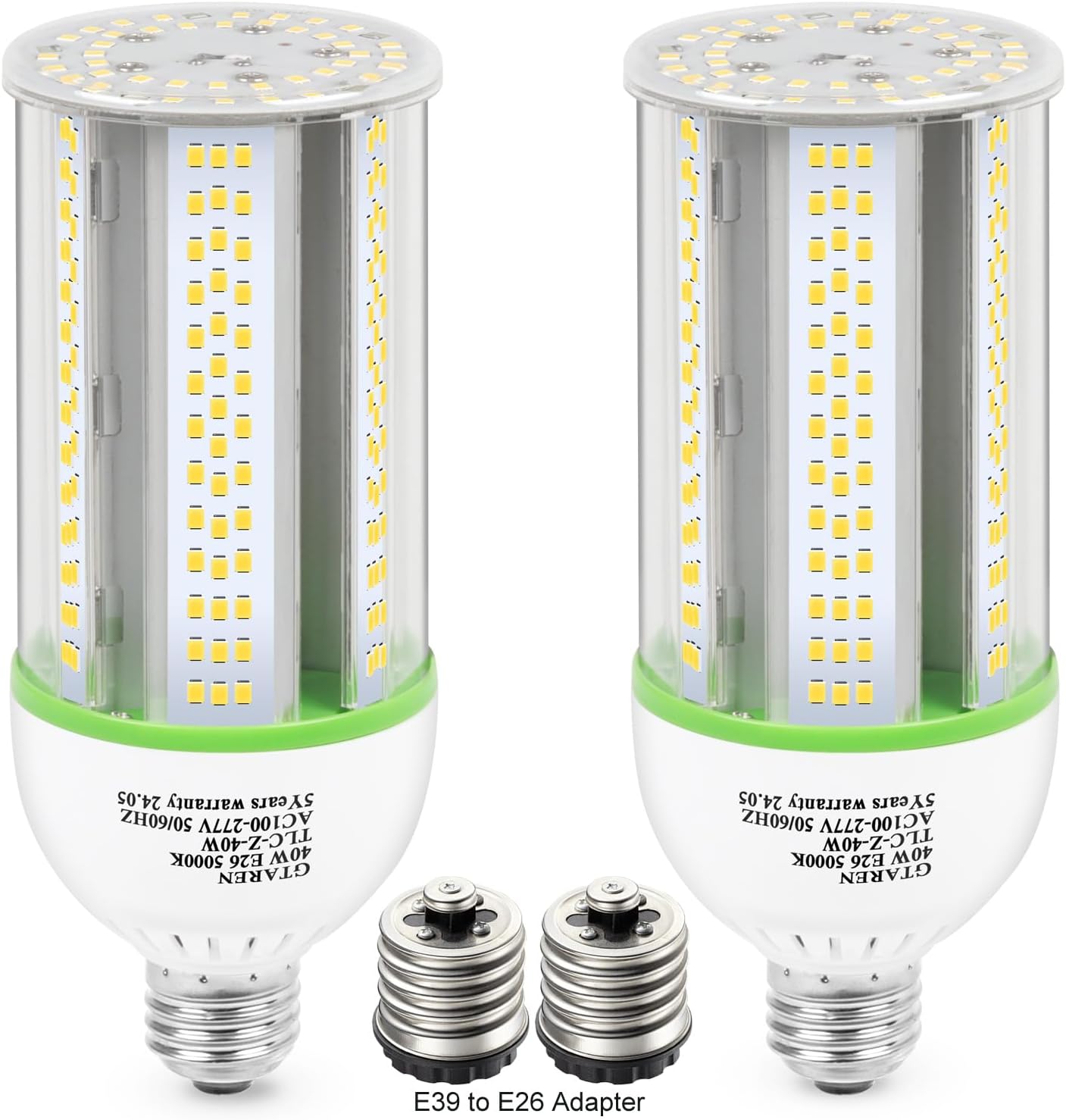 40W LED Corn Cob Bulb, 400W Equivalent, 5000K Daylight, E26/e39 Base, 5600 Lumens - Replace ...