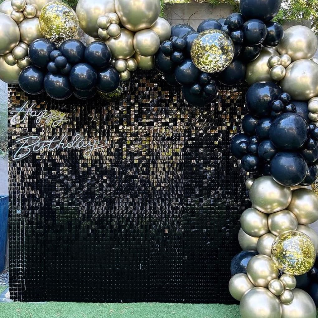 Amazon.com : Shimmer Wall Backdrop Black Backdrop Decoration Mirror ...