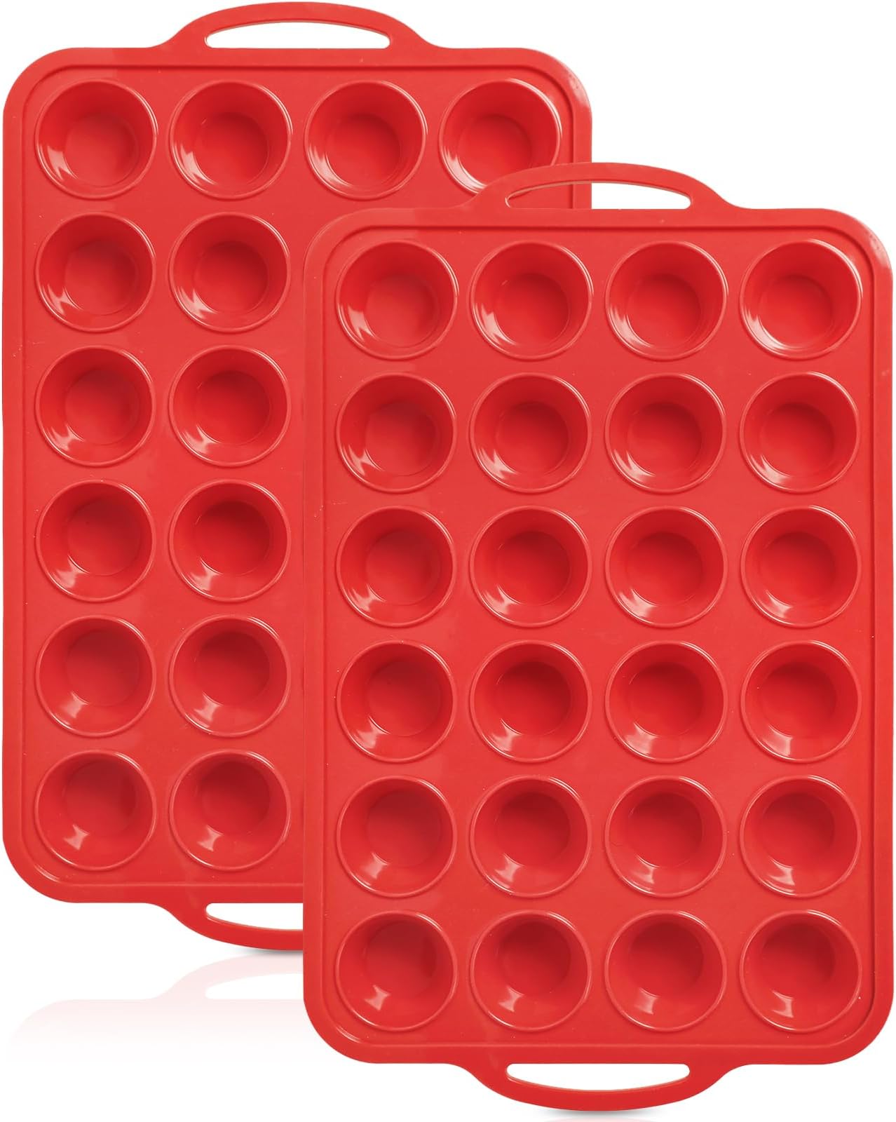 Amazon.com: 2 Pack Mini Silicone Muffin Pan with Metal Frame, Non-stick ...