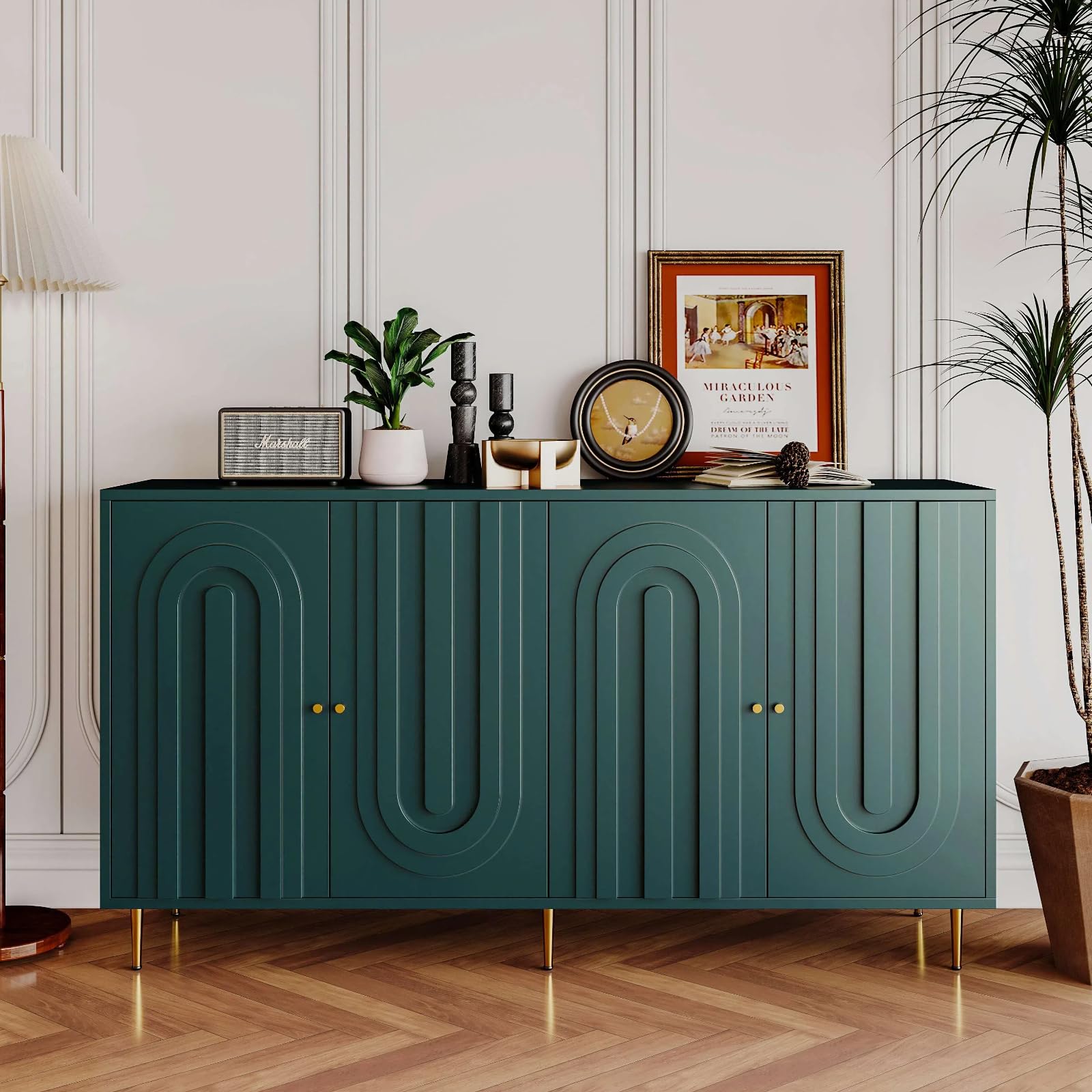 Amazon.com - WILSHINE 60" Modern Sideboard Buffet Accent Cabinet, Green ...