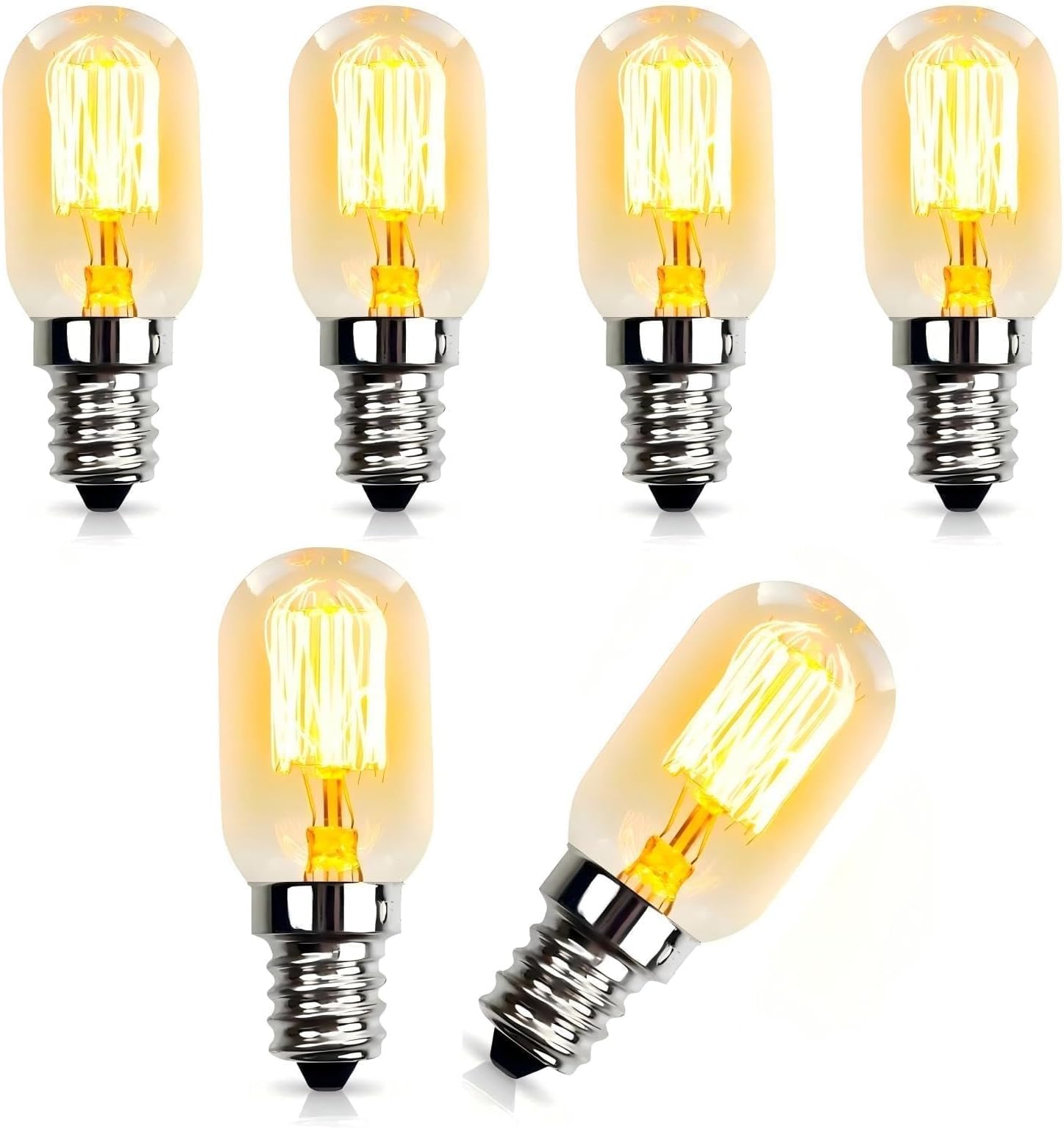 6Pcs E14 Screw Salt Lamp Bulbs 15W 230V Pygmy Bulb SES Screw Bulb T20 Fridge Light Bulbs Warm ...