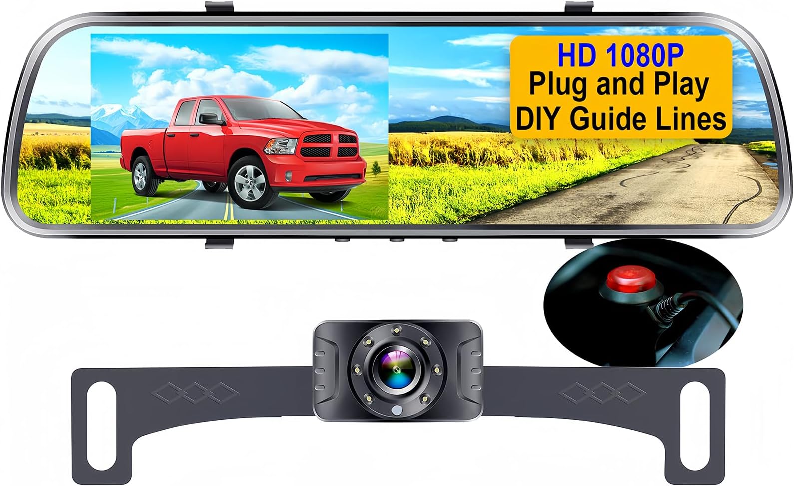 Amazon.com: Backup Camera Mirror HD 1080P - Plug and Play Easy Set up ...
