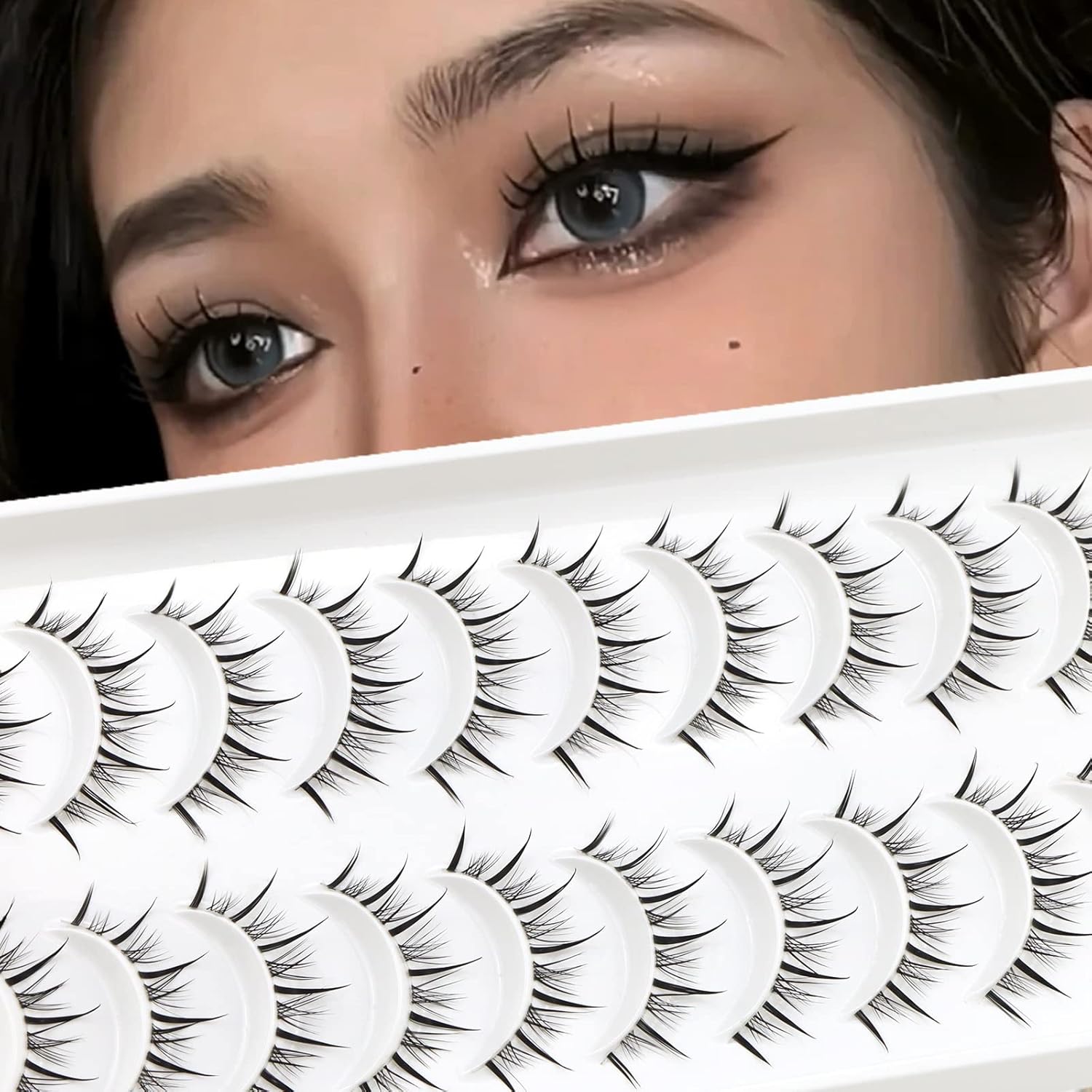 Amazon.com: Anime Lashes With Clear Band Manga Lashes Natural Look 13mm ...