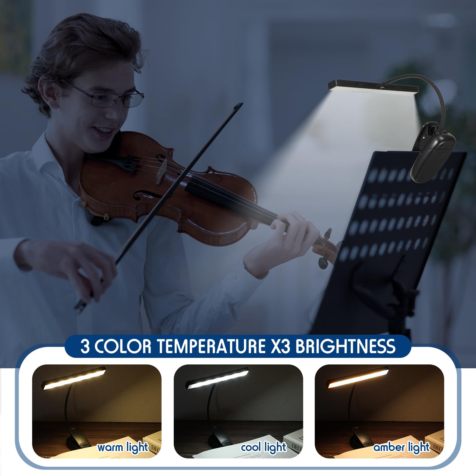 Clip On Desk Lamp 4-Pack Music Stand Lights – 18 LED Clip-On Piano Lamp ...