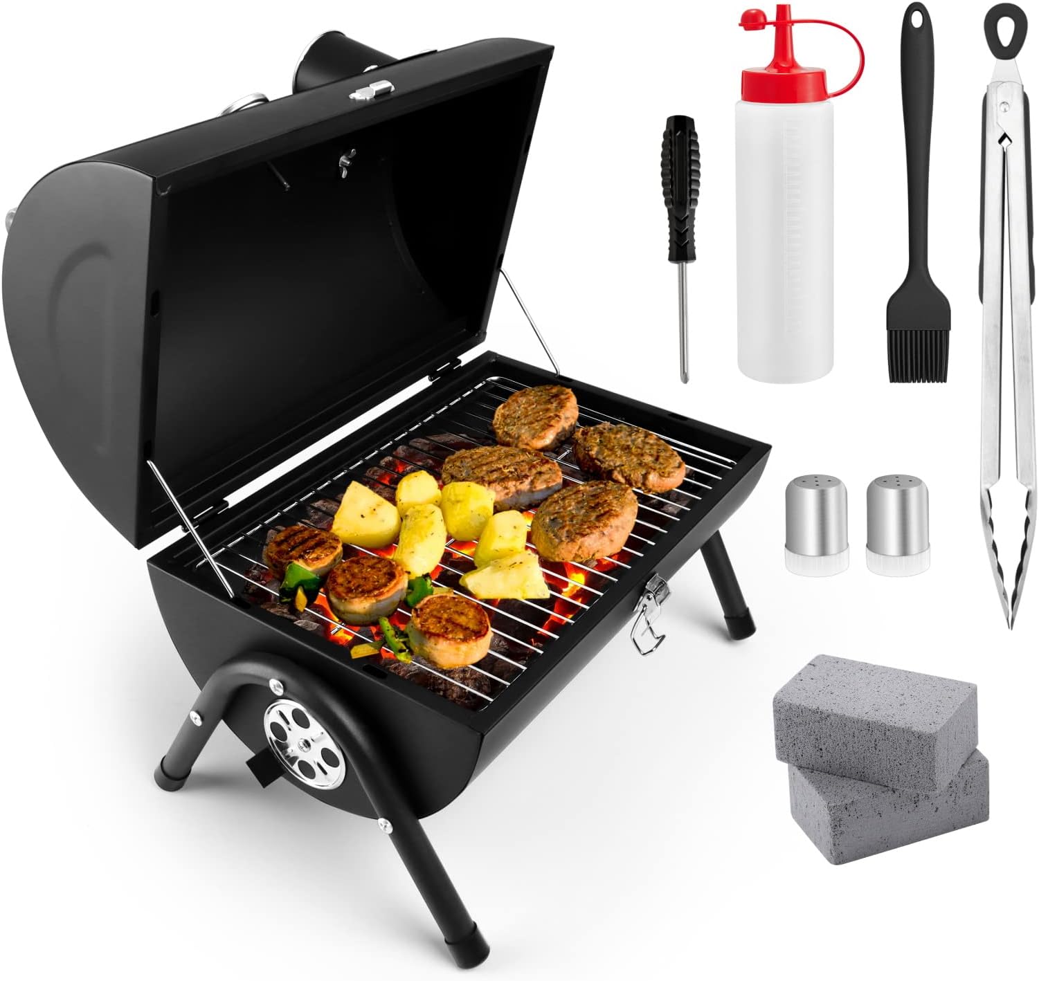 Amazon.com: Portable Charcoal Grill Set of 8, Leonyo Outdoor Small Tabletop BBQ Charcoal Grill ...