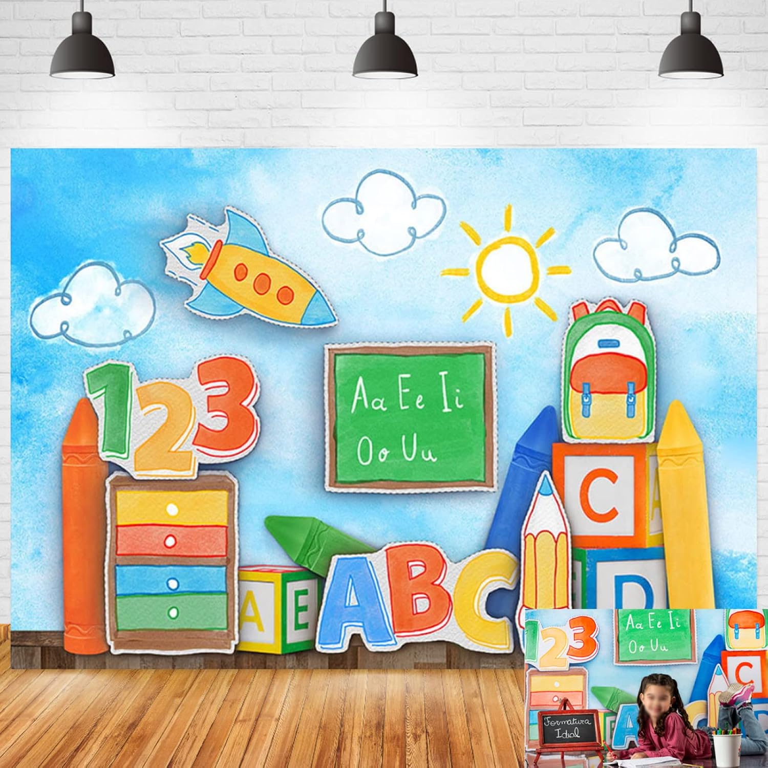 Amazon.com : Back to School ABC Photography Background Globe Pencil ...