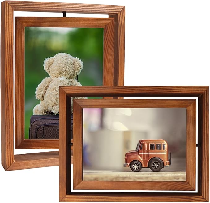 Amazon.com - Fixwal 2 Pack 5x7 Rotating Picture Frame, Solid Wood Frame ...