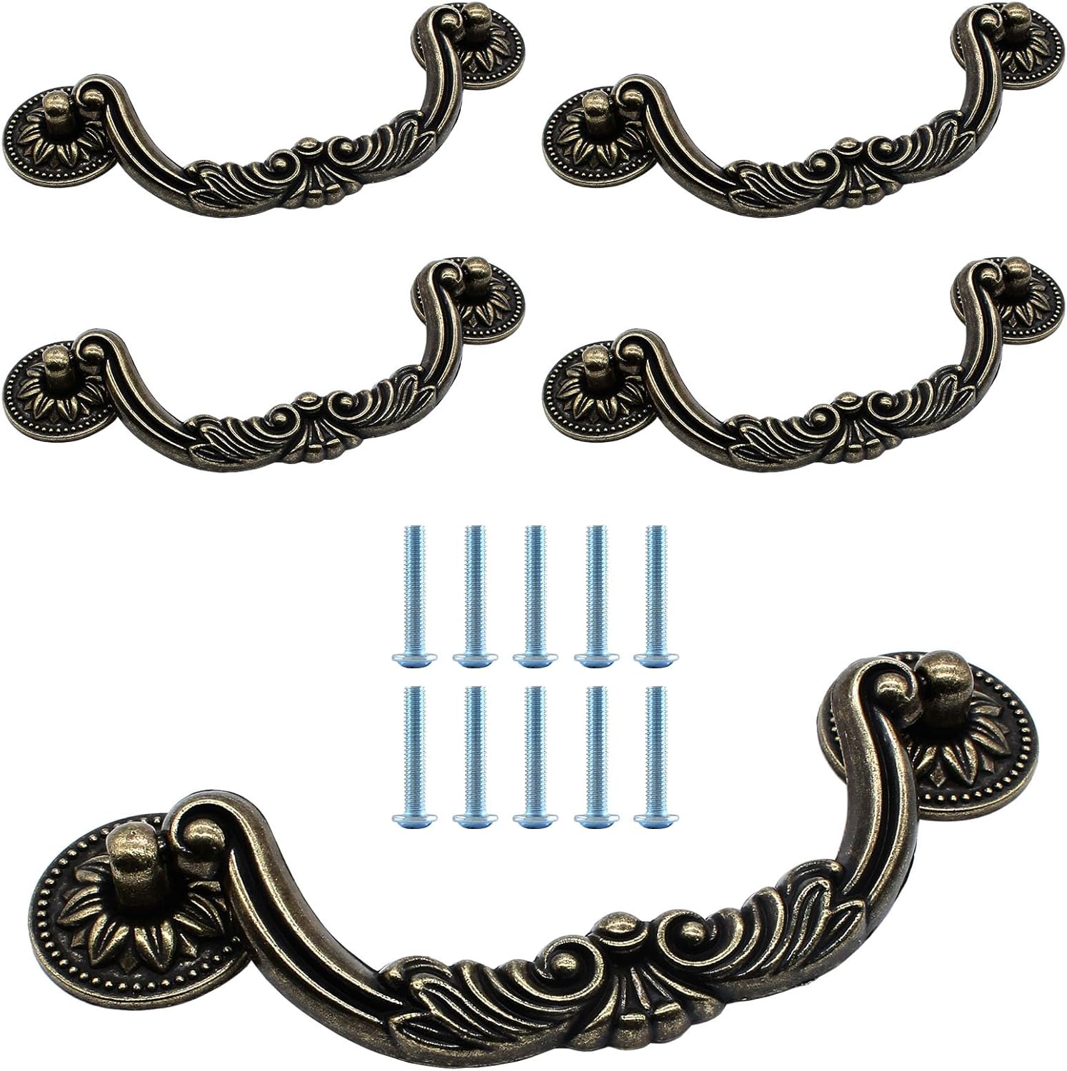 Jersvimc 5 Piece Drop Drawer Handles 5 Inch(128mm) Hole Centers - 6.2 ...