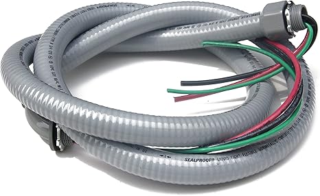 Sealproof Power Whip Assembly, 3/4-Inch x 6 Ft Nonmetallic Liquid Tight ...