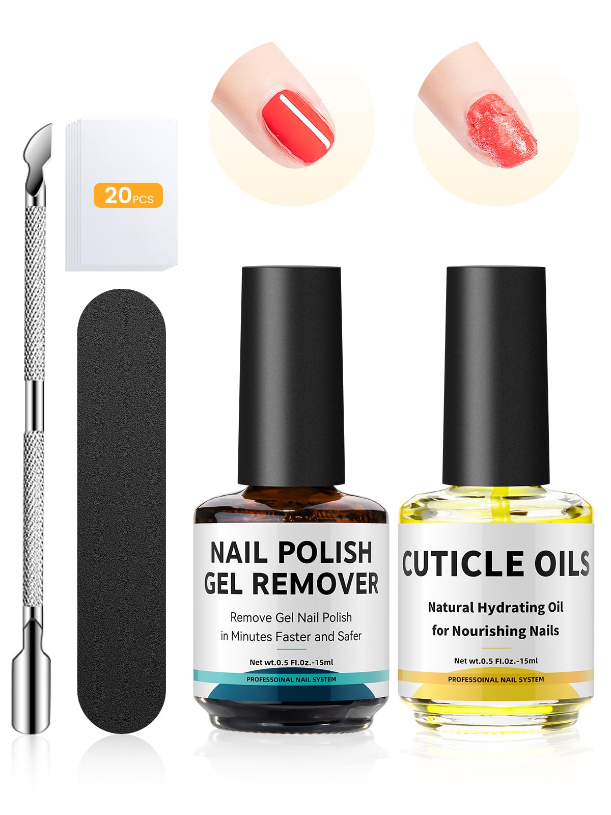 Amazon.com : Quick & Easy Gel Nail Polish Remover Kit with Cuticle Oil ...