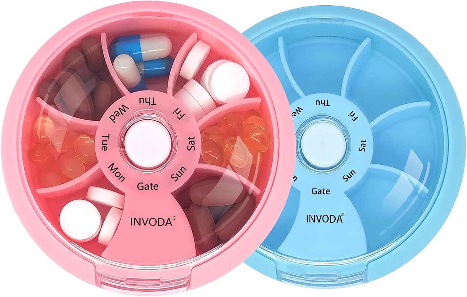 Amazon.com: INVODA Weekly Pill Organizer 7 Compartment Rotating Pill ...