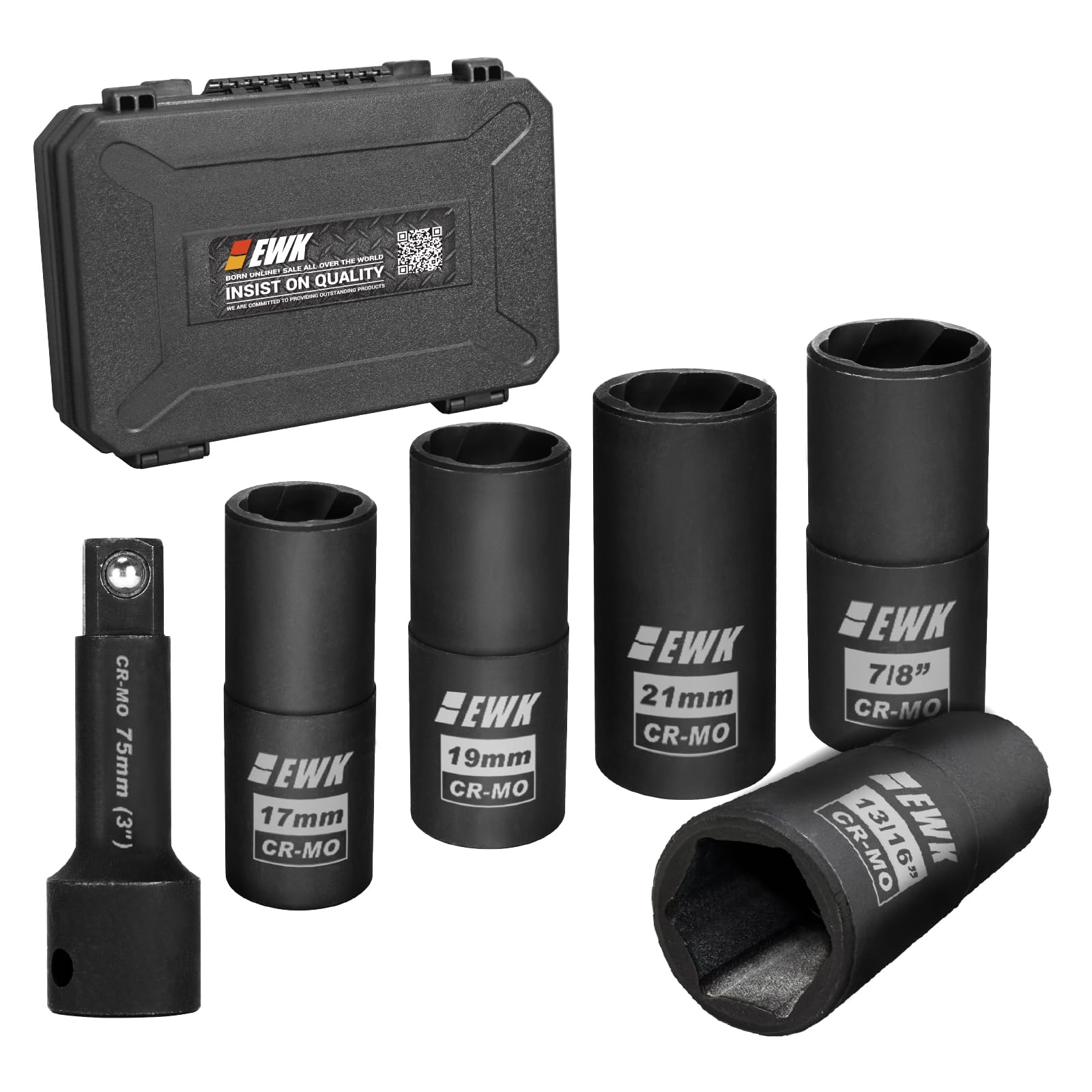 Snapklik.com : EWK 1/2-inch Drive Lug Nut Remover, 6 Pcs Impact Flip ...