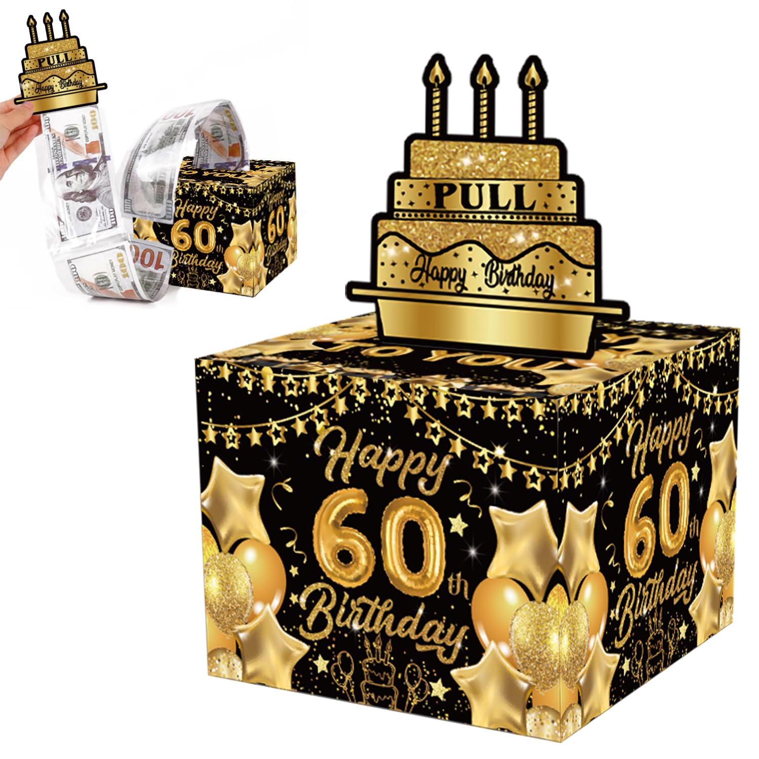 Happy 60th Birthday Money Box for Cash Gift Pull, Money Box for Cash ...