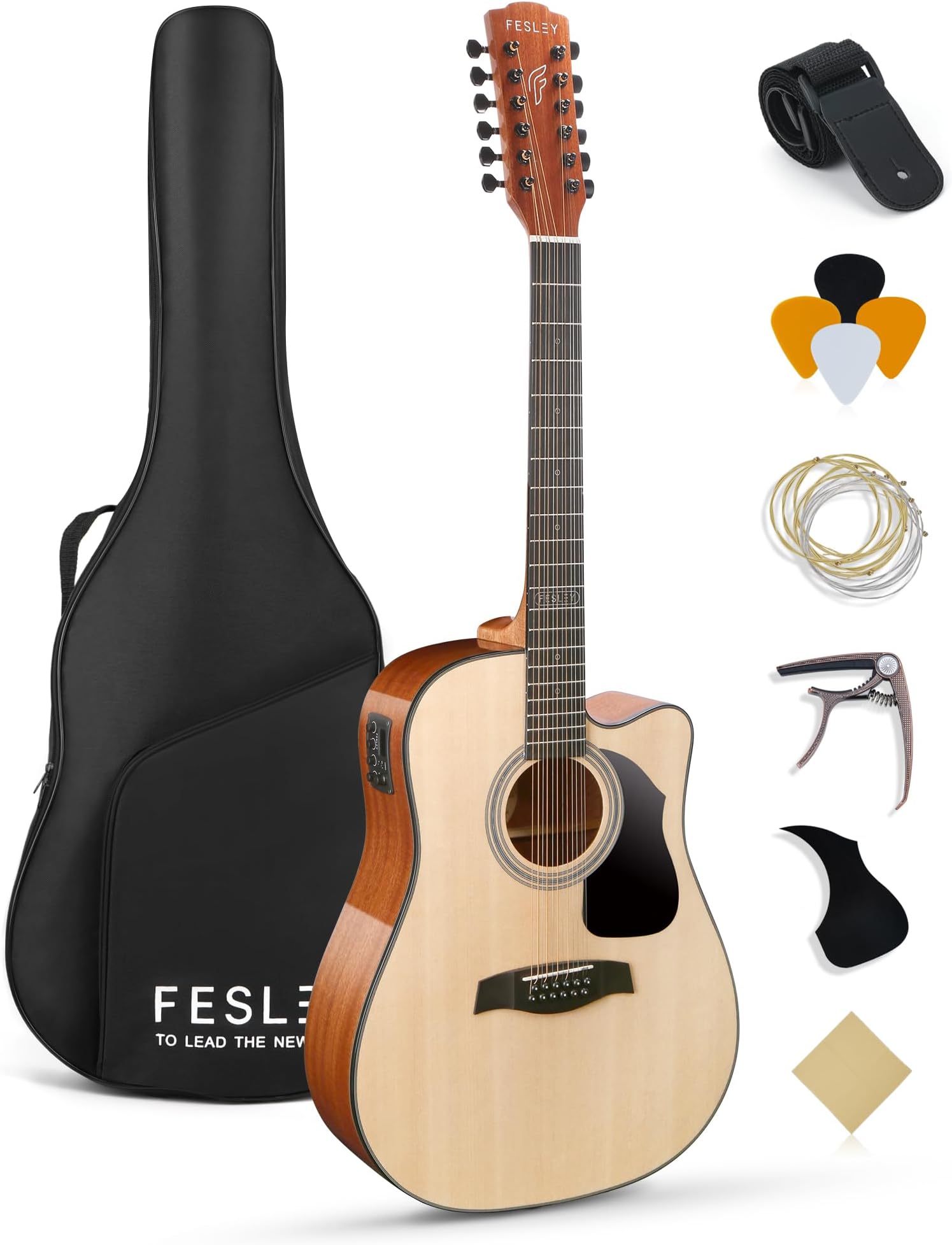 Amazon.com: Fesley 12 String Guitar, 42" Full Size Acoustic Electric ...