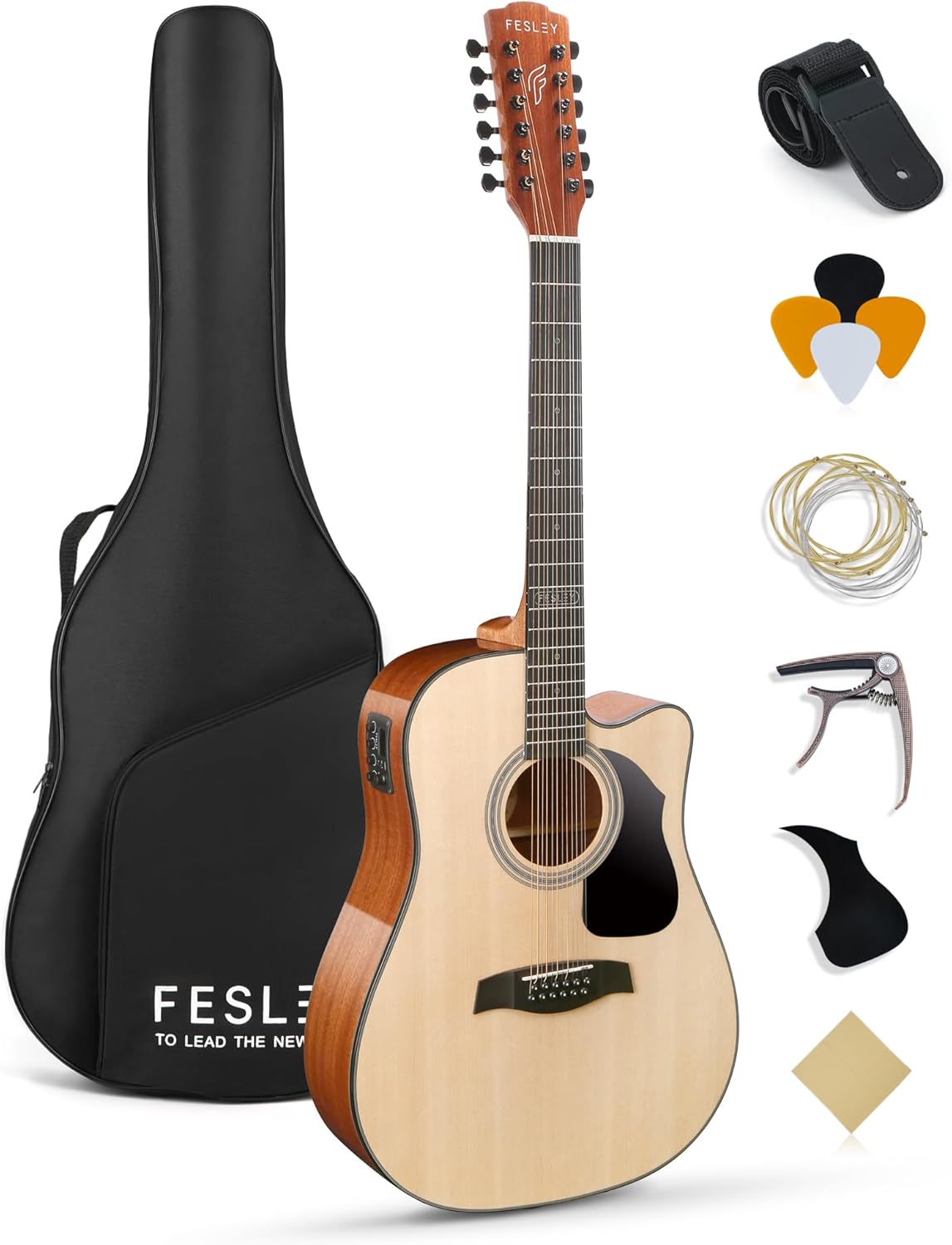 Amazon.com: Fesley 12 String Guitar, 42" Full Size Acoustic Electric ...