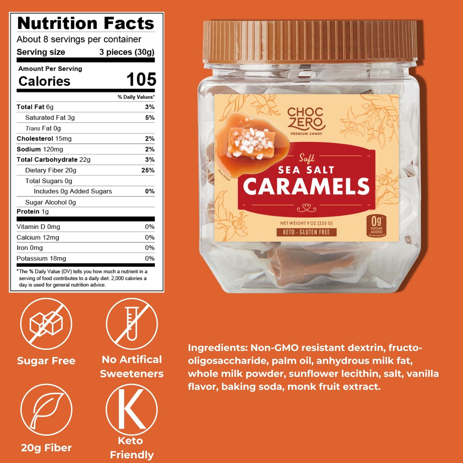 Snapklik.com : ChocZero Sugar Free Caramels - Keto Caramel Candy - All ...