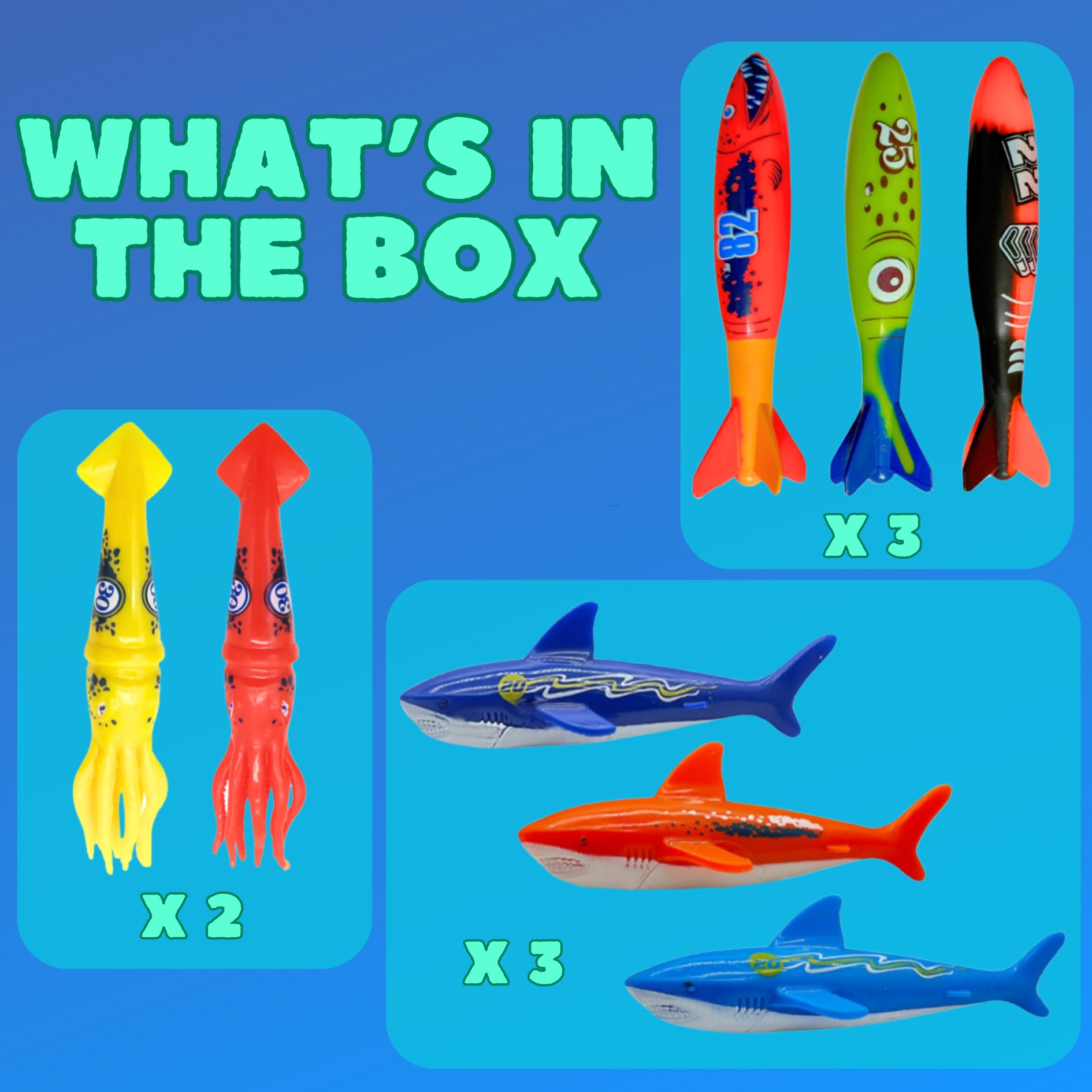 Snapklik.com : Pool Diving Torpedo Toy Set Underwater Shark Torpedoes ...