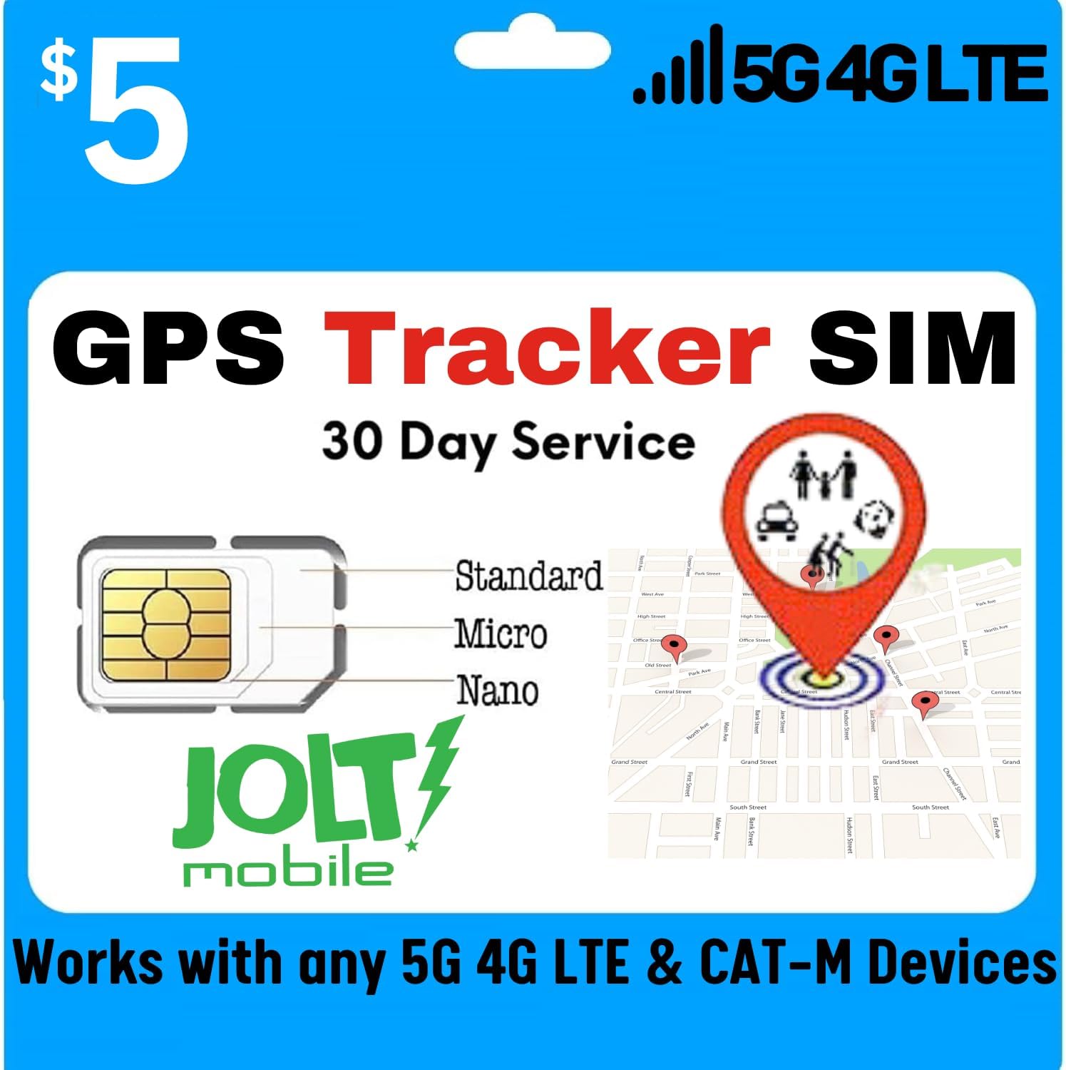 Amazon.com: Jolt Mobile $5 Preloaded GSM SIM Card for 5G 4G LTE GPS ...