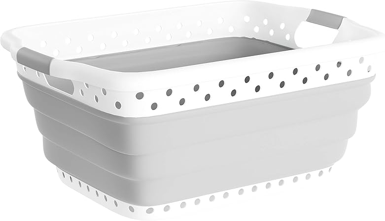 Amazon.com: Collapsible Plastic Laundry Basket - Space-Saving Container ...