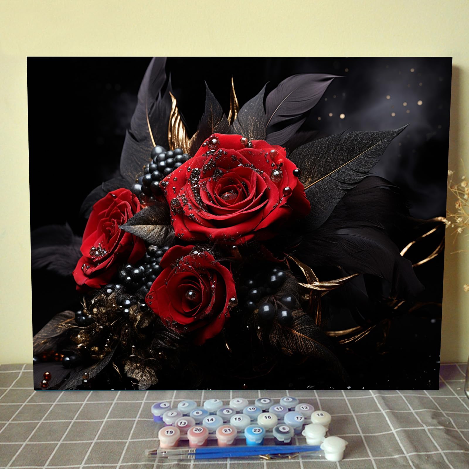 Amazon.com: Exquisite Red Roses Paint by Numbers for Adults and ...