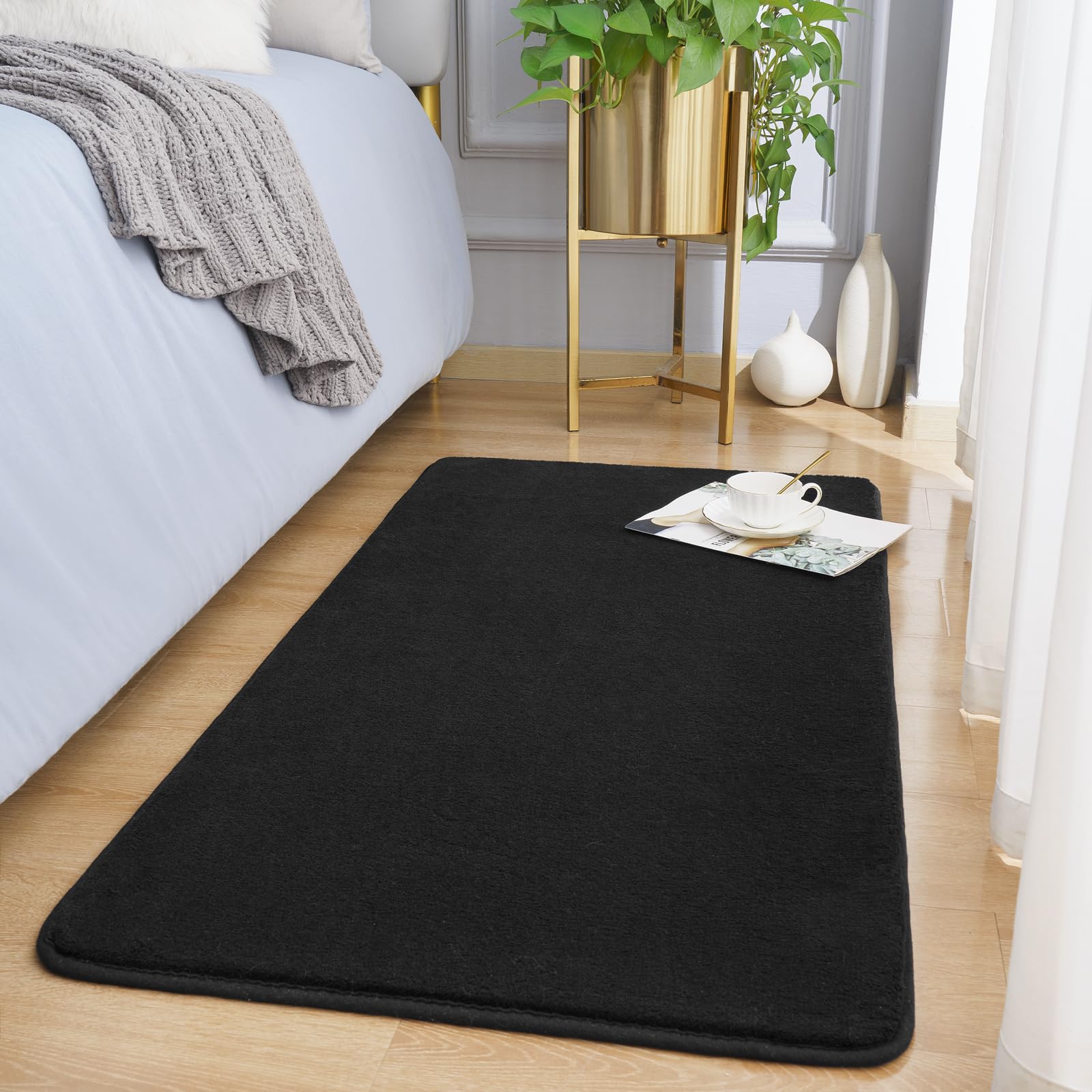 Amazon.com: Amearea Modern Washable Runner Rugs, 2x4 Feet Black Bedroom ...