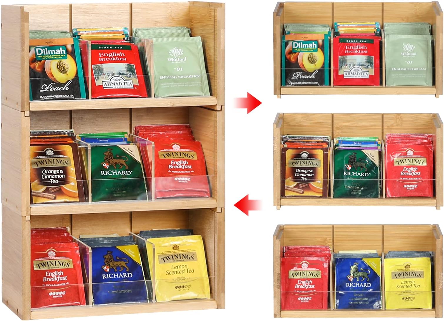 Amazon.com: Koluti Tea Bag Organizer Holder 3 Tier, Stackable Tea ...