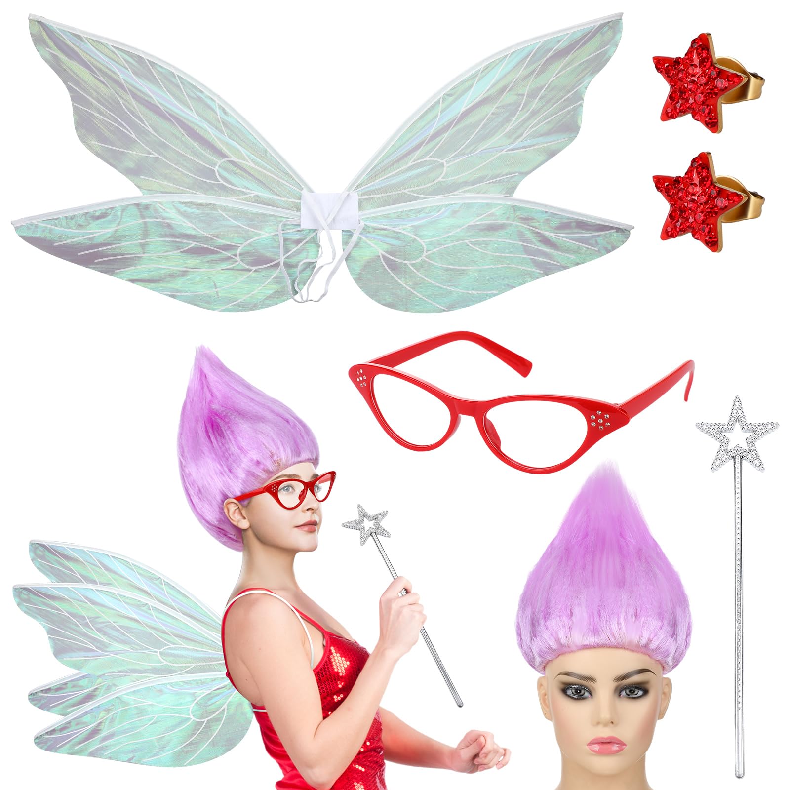 Amazon.com: Langyiwee 5 Pcs Halloween Godmother Costume Accessories Set ...