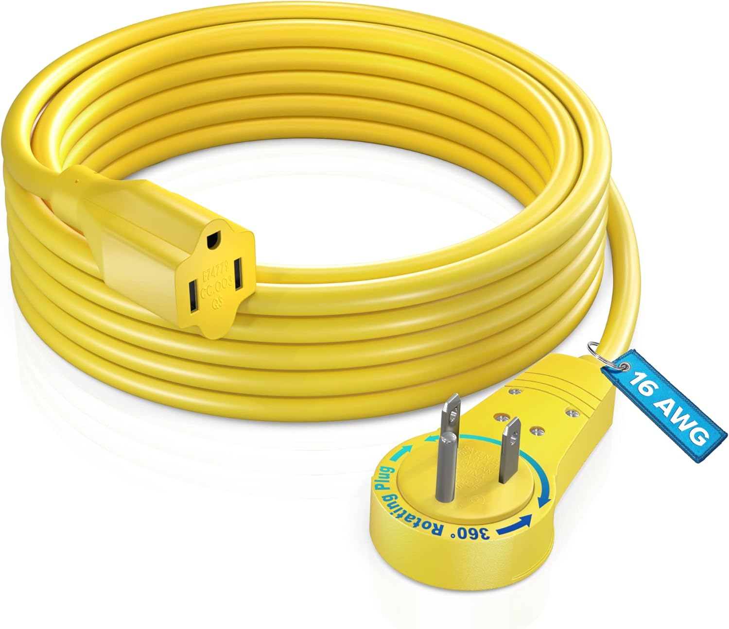 Amazon.com: Maximm Cable 10 Feet 360° Rotating Flat Plug Extension Cord ...